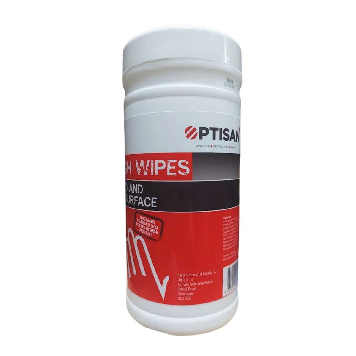 Optisan Tough Hand & Surface Wipes (Tub of 80) | Briggs Equipment UK Ltd